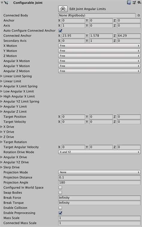 Configurable Joint Component Reference Unity 手册