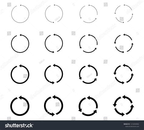 16 arrow pictogram refresh reload rotation stock vector royalty free