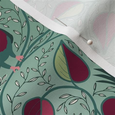 Beautiful Visitor Sage Green And Fabric Spoonflower
