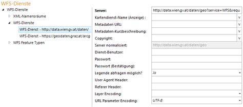 WebOffice author ArcMap Extension Menü Bearbeiten Kategorie Extern WFS Dienste WFS Dienste