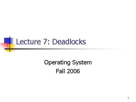 Lecture 7 Deadlocks Operating System Fall 2006 1