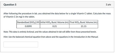 Solved Titration Of Kio3 In A Solution Containing 100mg