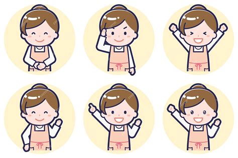 Premium Vector Female Nursery Teacher Pose Set01