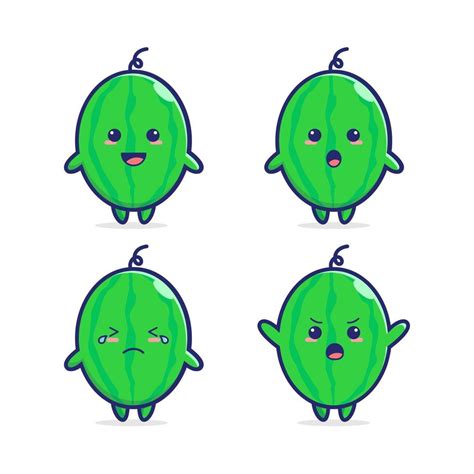 Watermelon Characters Cartoon Vector 7379418 Vector Art At Vecteezy