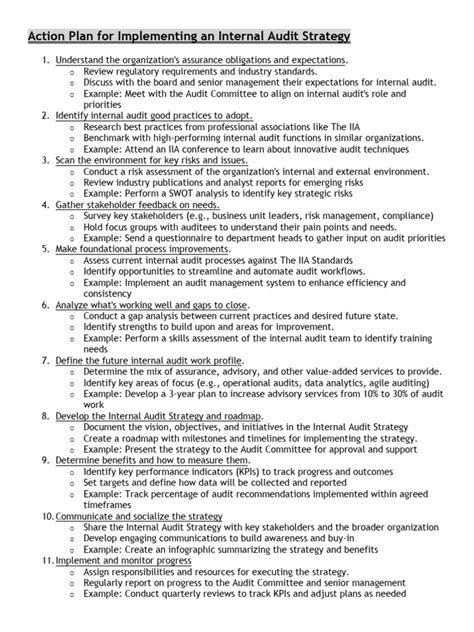 Action Plan For Implementing An Internal Audit Strategy 1715980042