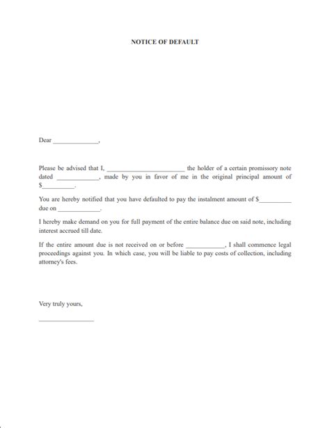 Notice Of Default Letter Template Ablebionics