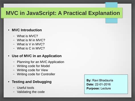 ppt mvc design pattern in javascript pdf powerpoint presentation