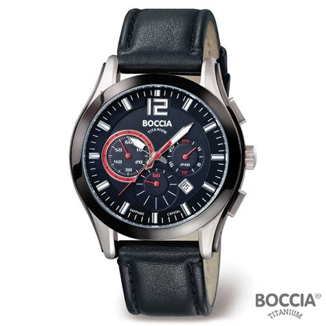 Boccia Titanium Black Leather Band Titanium Case Mens Watch 3771-01 ...