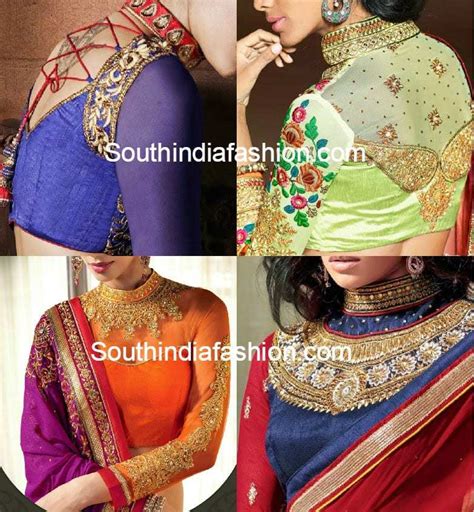 High Neck Full Sleeves Blouse Designs South India Fashion