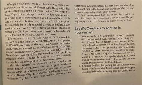 Solved Chapter 14 Case Distribution Center Location Page