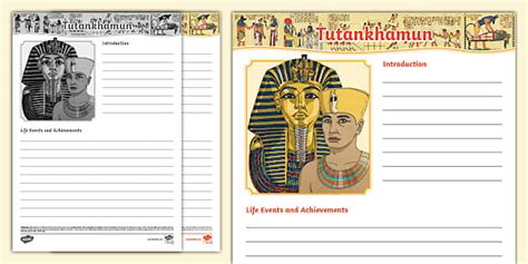 Tutankhamun Biography Template Teacher Made Twinkl