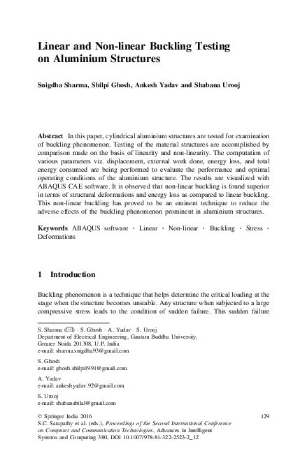 pdf linear and non linear buckling testing on aluminium structures