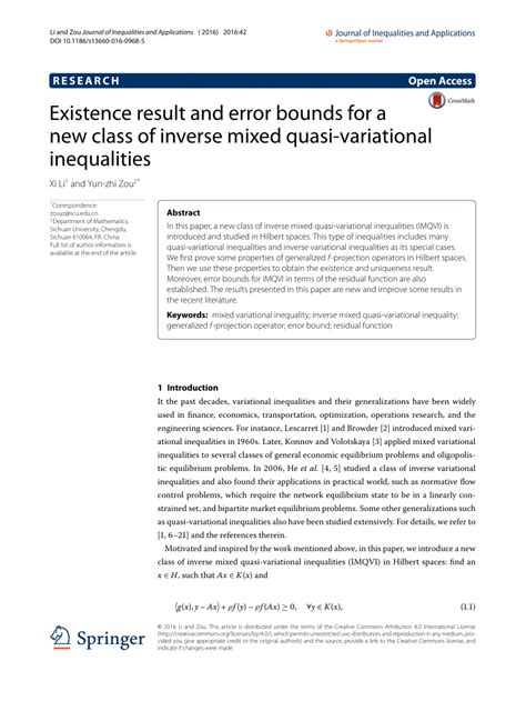 Pdf Existence Result And Error Bounds For A New Class Of Inverse Mixed Quasi Variational