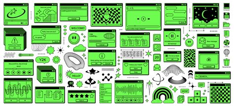 Y2k Retro Rave Window Browser Neon Green Stickers 49783331 Vector Art At Vecteezy