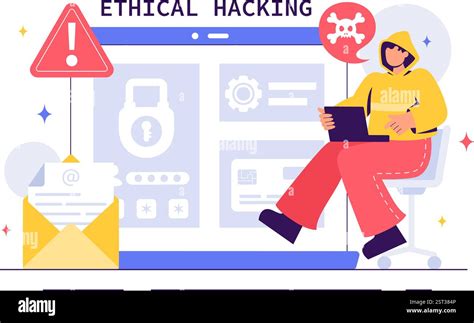 Ethical Hacking Illustration Featuring A Developer Practicing Hacking