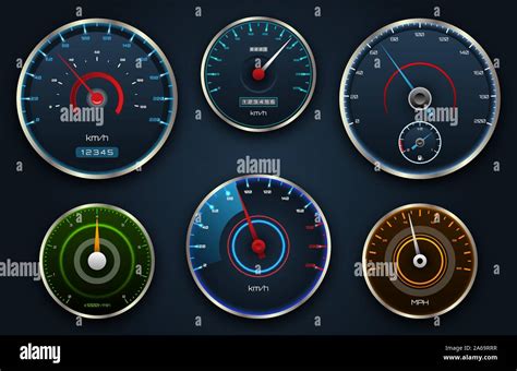 Set Speedometers, Icon group with Dials, Panel Control, Indicator ...