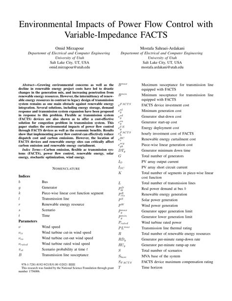 Pdf Environmental Impacts Of Power Flow Control With Variable