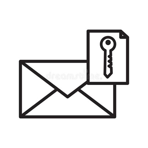 Email Security Key Icon Black Line Art Vector Stock Illustration