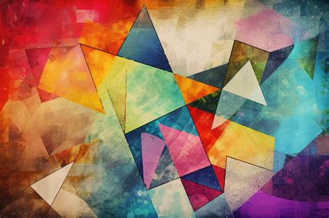 Premium Ai Image Abstract Geometric Art With Splashes Of Color And