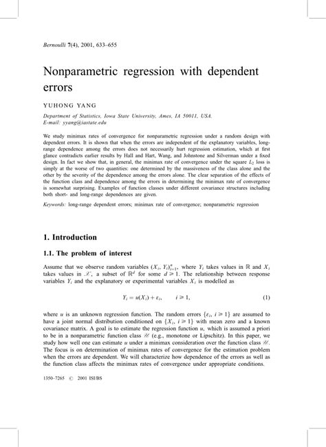 Pdf Nonparametric Regression With Dependent Errors