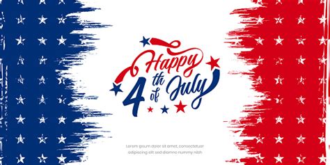 미국 미국 행복 7 월 4 일 사용자 정의 손 글자 빨간색과 파란색 그런지에 별과 타이포그래피 디자인 판매 배너 할인 배너 광고 배너 등을 위한 별과 빈티지 미국 배경 4에