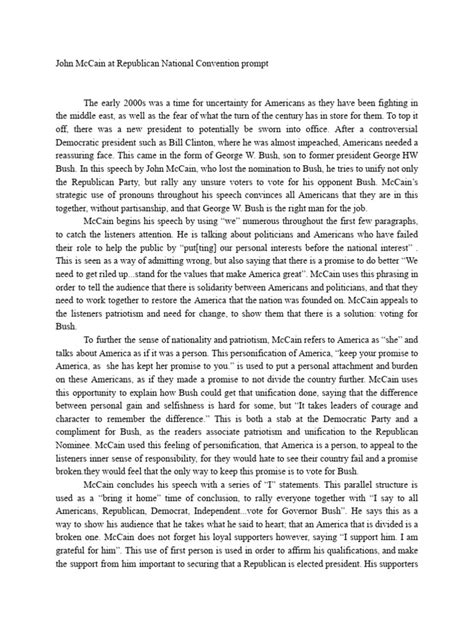 2020 Ap Lang Essay Pdf John Mc Cain George W Bush
