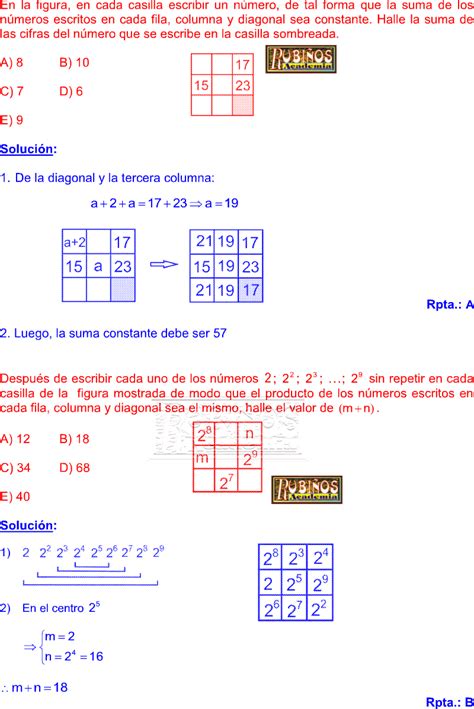 Razonamiento En Arreglos Numéricos Ejercicios Resueltos Tipo Examen De Ingreso A La Universidad Pdf