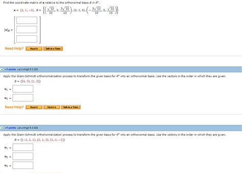 solved find the coordinate matrix of x relative to the