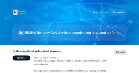 Rainbow Connection Issue Incident Details Rainbow Status