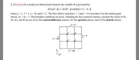 Solved 2 50 Points In A Steady Two Dimensional Situation Chegg Com