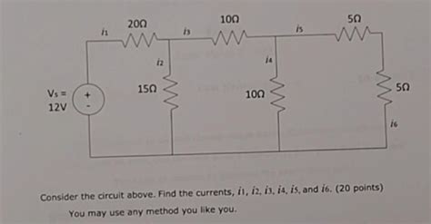 solved consider the circuit above find the currents