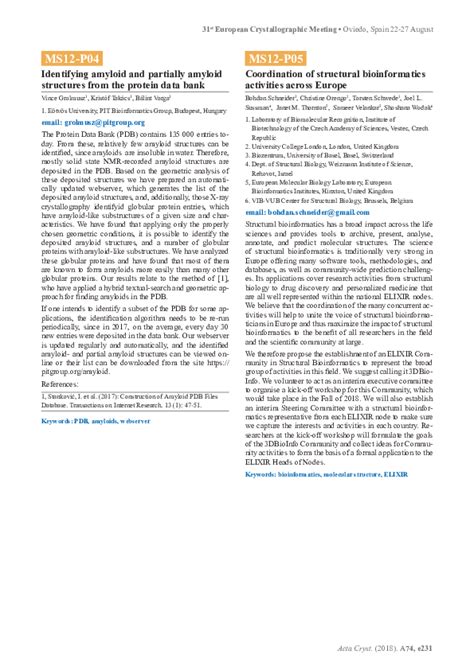 Pdf Coordination Of Structural Bioinformatics Activities Across Europe Pdf Coordination Of Structural Bioinformatics Activities Across Europe