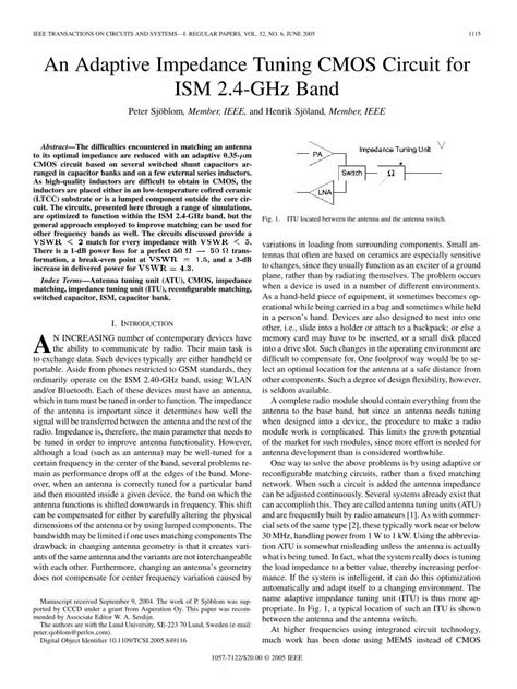 pdf an adaptive impedance tuning cmos circuit for ism 2 4 ghz band