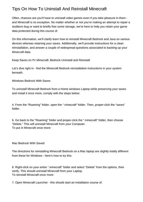 How You Can Uninstall And Reinstall Minecraftureyi Pdf Pdf DocDroid