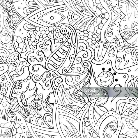 트레이 서 리 완벽 한 패턴입니다 멘디 디자인입니다 민족 흑백 바이너리 텍스처 낙서 검은색과 흰색 배경 낙서 곡선 벡터 데이지속에 대한 스톡 벡터 아트 및 기타 이미지