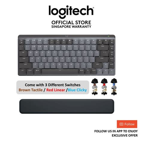 Bundle Logitech MX Mechanical Mini Wireless Keyboard Graphite Logitech MX Palm Rest For MX