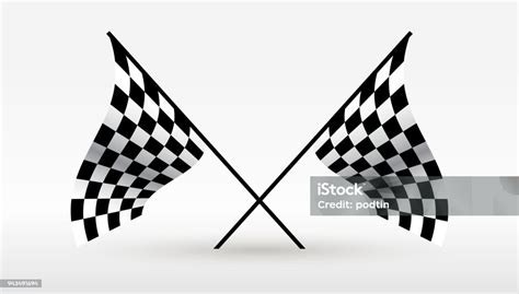 시작 하 고 플래그를 마무리입니다 자동 모토 레이싱입니다 체크 무늬 깃발입니다 벡터 현실적인 이미지입니다 Championship에 대한 스톡 벡터 아트 및 기타 이미지
