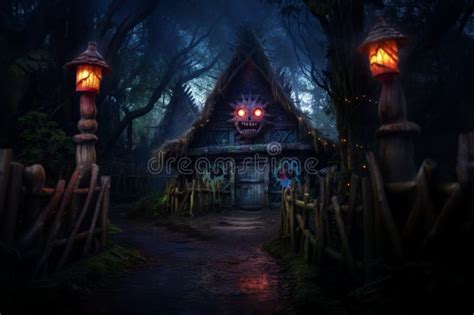 The Enigmatic Abode Of A Malevolent Sorceress In The Mystical Forest