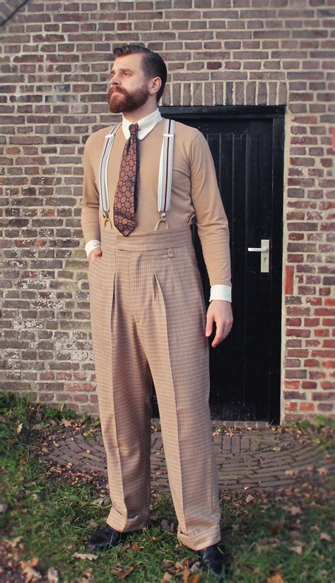 Vintage Style High Waist Trousers In Wool Flannel With Brown Checks Etsy