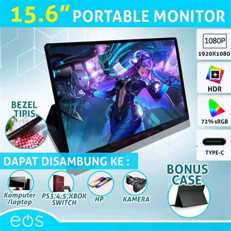Jual Portable Monitor 15 6 Inch TOUCHSCREEN TYPE C HDMI FHD 1080p No Battery Di Seller EOS