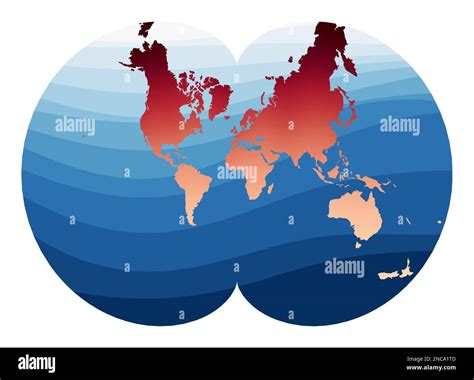 World Map Vector Augusts Epicycloidal Conformal Projection World In Red Orange Gradient On
