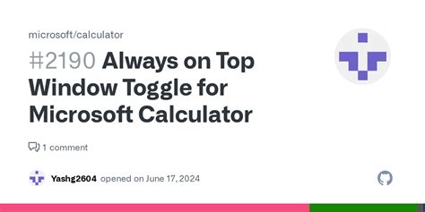 Always On Top Window Toggle For Microsoft Calculator · Issue 2190 · Microsoft Calculator · Github