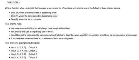 Solved QUESTION Write A Function What Order Ist That Chegg