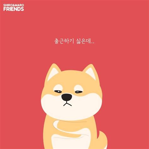 공감짤 잠자기 전 직장인 공감짤 네이버 블로그 귀여운 개 시바견 일러스트레이션