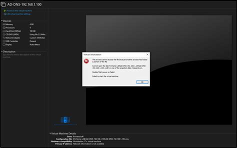Vmware Workstation Error The Process Cannot Access The File Because Another Process Has Locked
