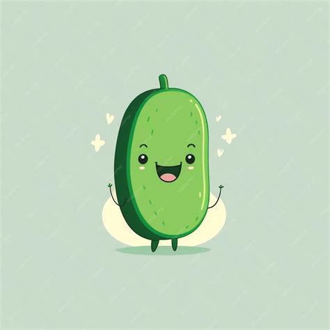 귀여운 오이 재미있는 야채 만화 캐릭터 벡터 일러스트 레이션 프리미엄 사진
