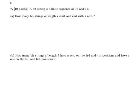7 10 Points A Bit String Is A Finite Sequence Of