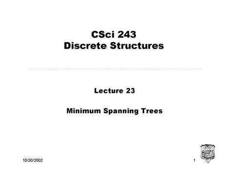 Notes On Spanning Trees Prims Algorithm Discrete Structures Csci