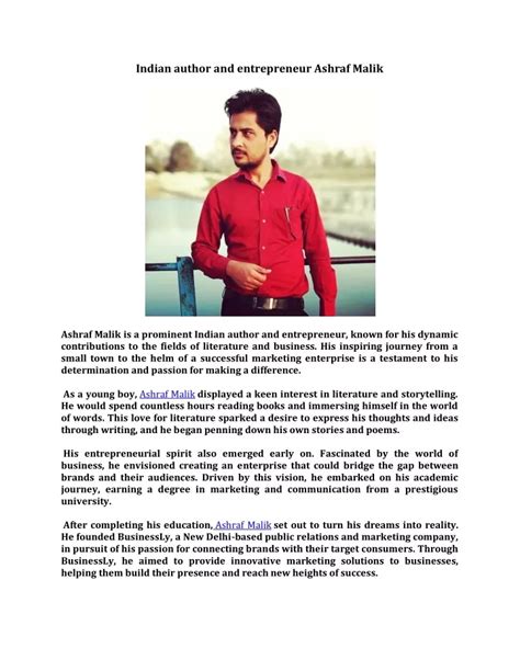 Ppt Indian Author And Entrepreneur Ashraf Malik2 Powerpoint Presentation Id12349560