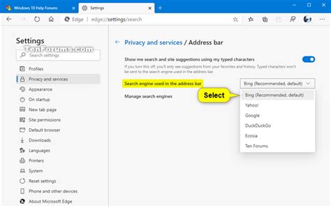 Microsoft Edge How To Change The Default Search Engine To